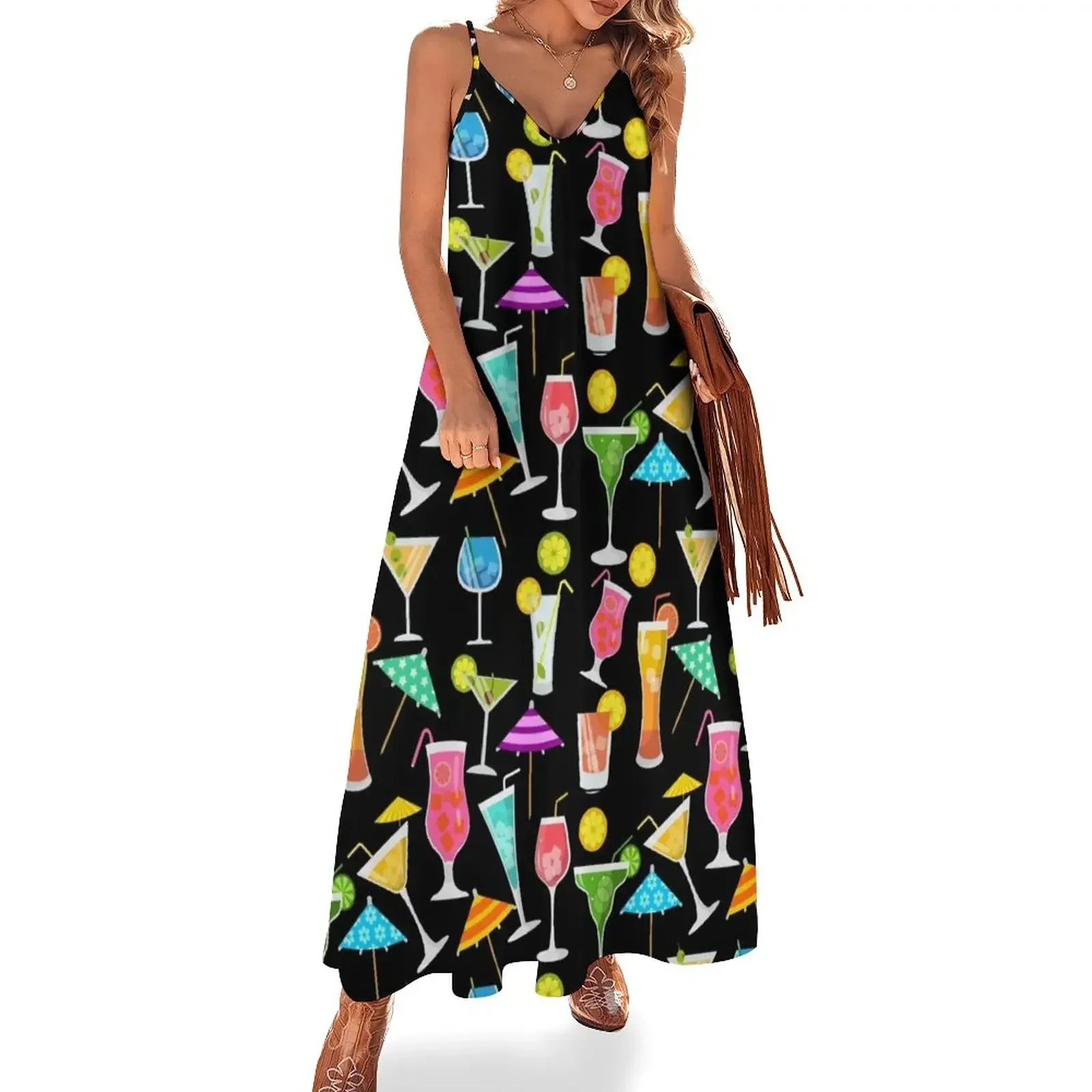 Cocktail Happy Hour Party Time Pattern Sleeveless Dress luxury dresses ...
