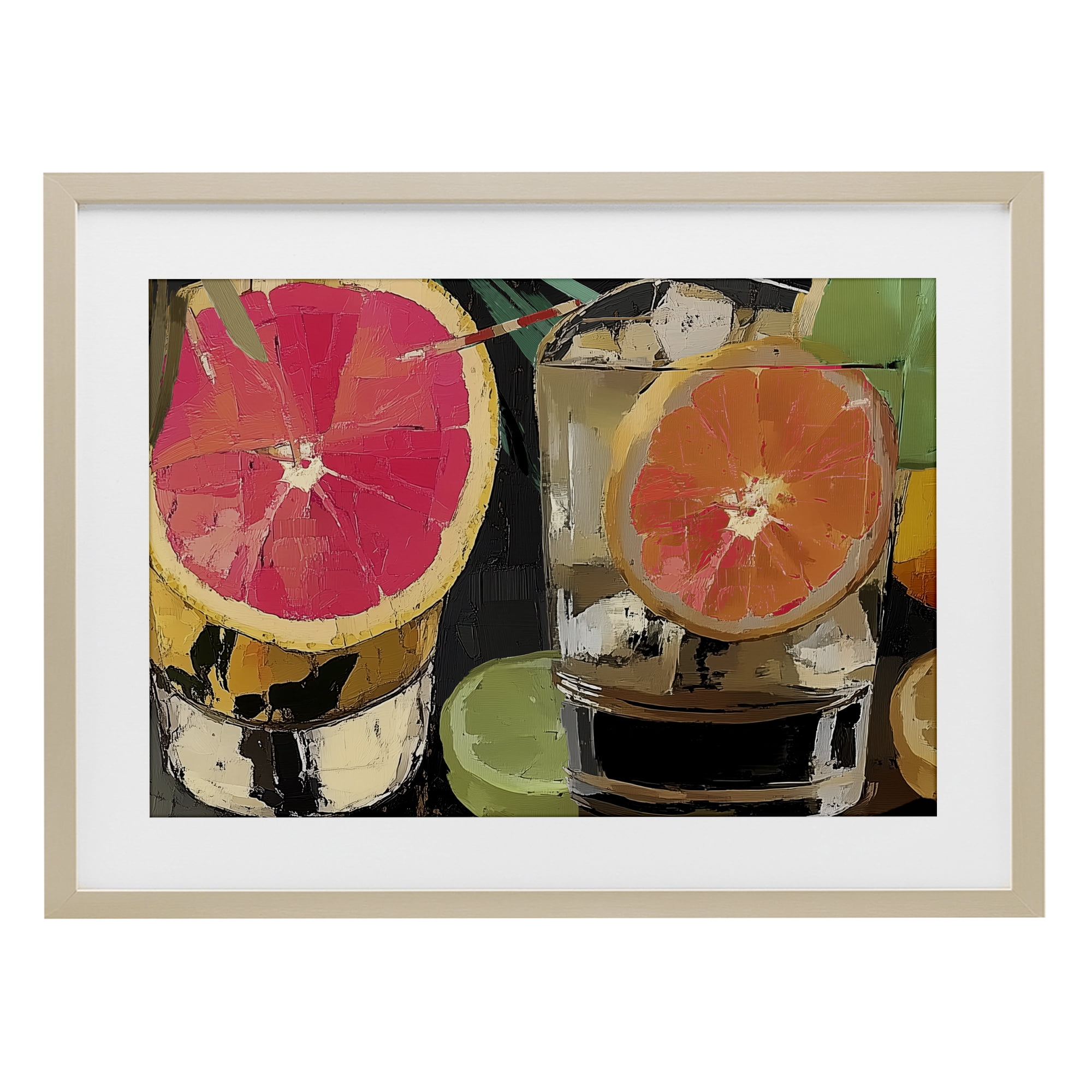 Stupell Industries Cocktail Hour with Fruit Slices Birch Framed Print ...