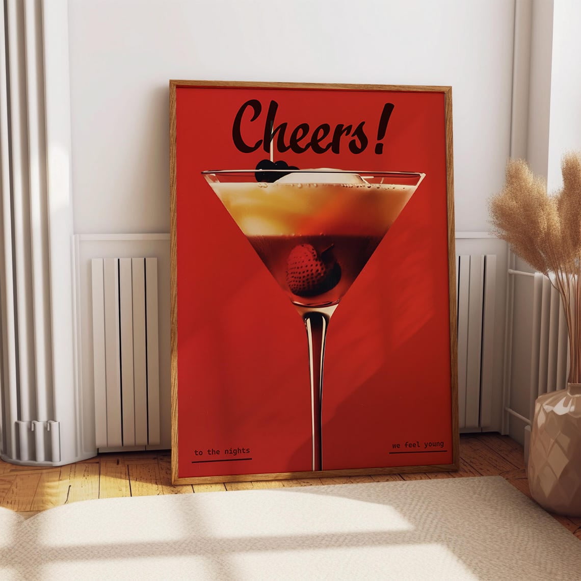 Cocktail Martini Art Printmodern Bar Decor, Vibrant Red Cheers Wall Art For Kitchen, Lounge, And ...