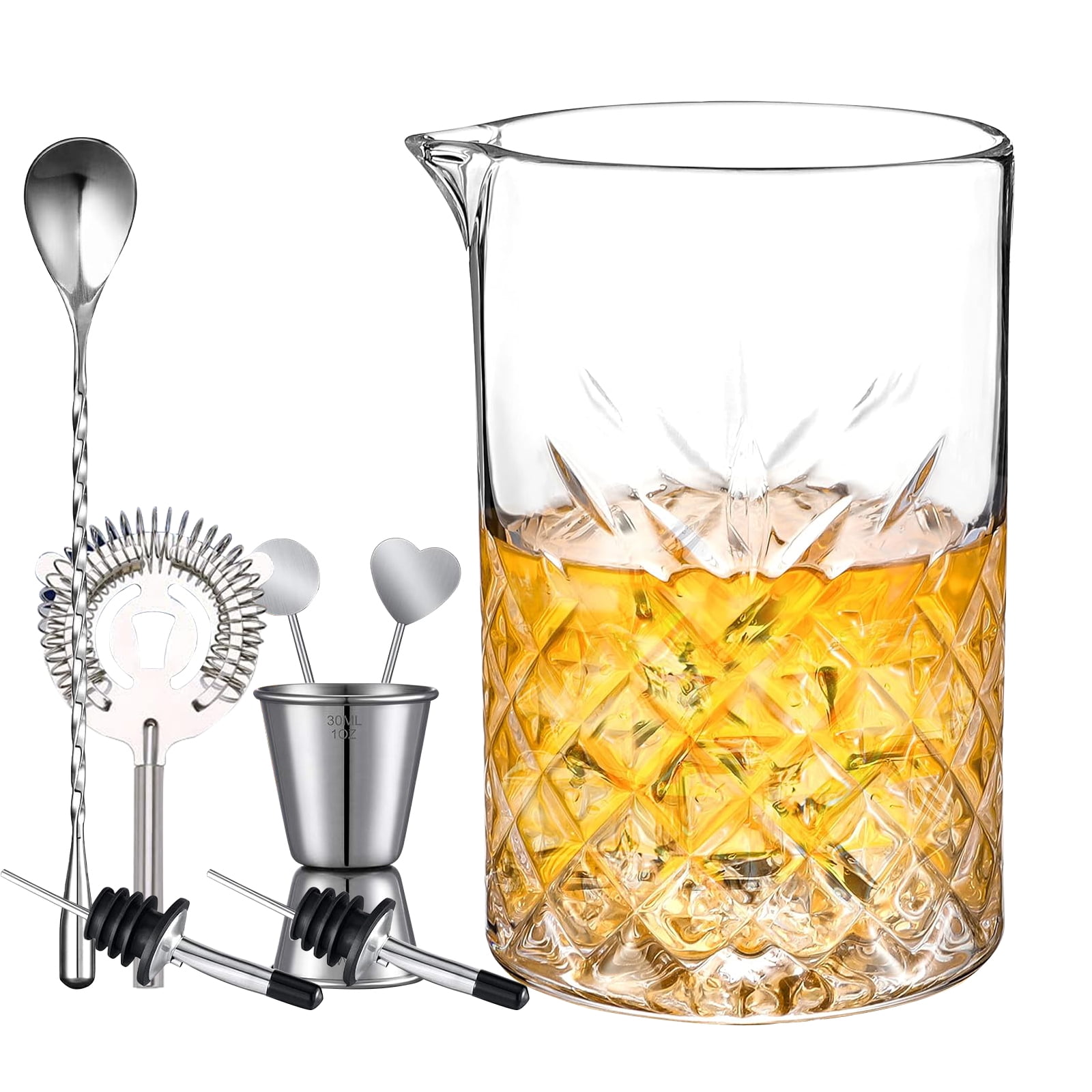 Cocktail Mixing Glass, JOYCEMALL 8PCS Old Fashioned Cocktail Making ...