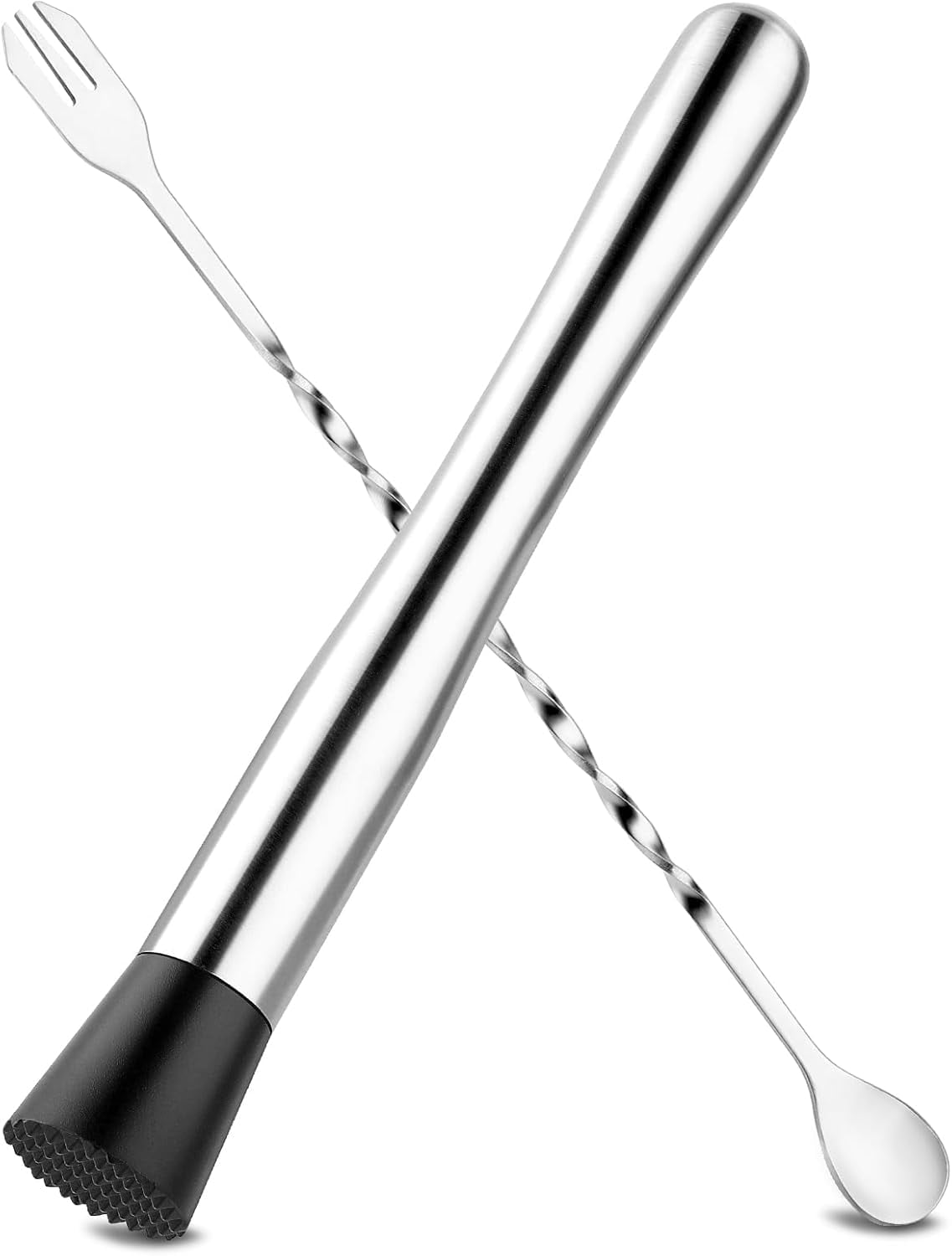 Cocktail Muddler 10 Inch Stainless Steel Mashing Stick Mixing Spoon 2 ...
