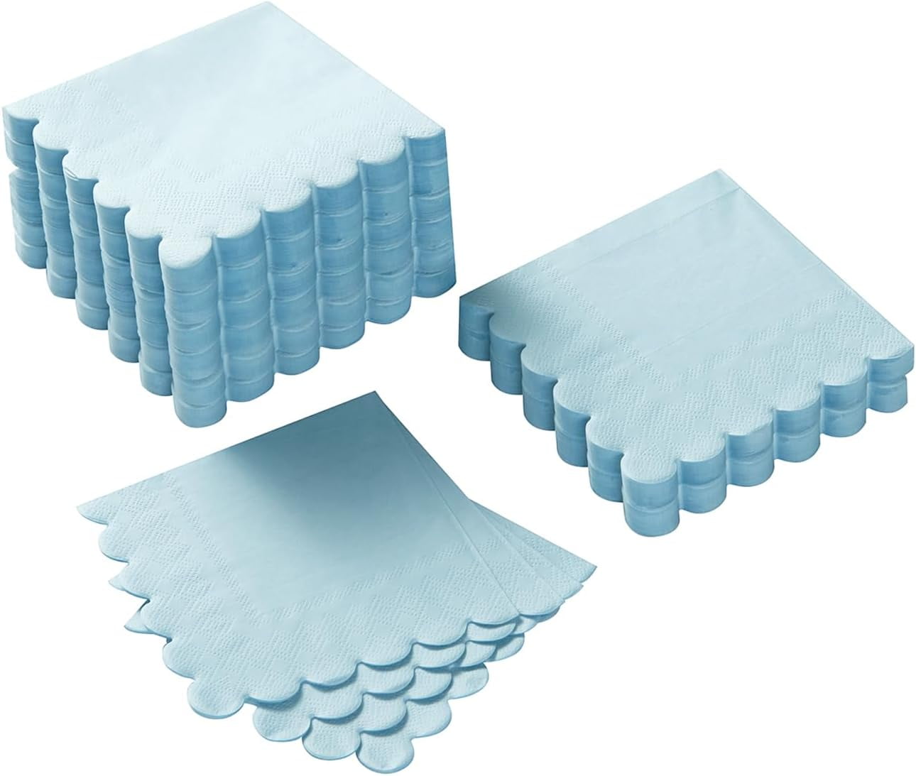 Cocktail Napkin 2-Ply Scalloped Edged Dessert Napkins Folded Disposable ...