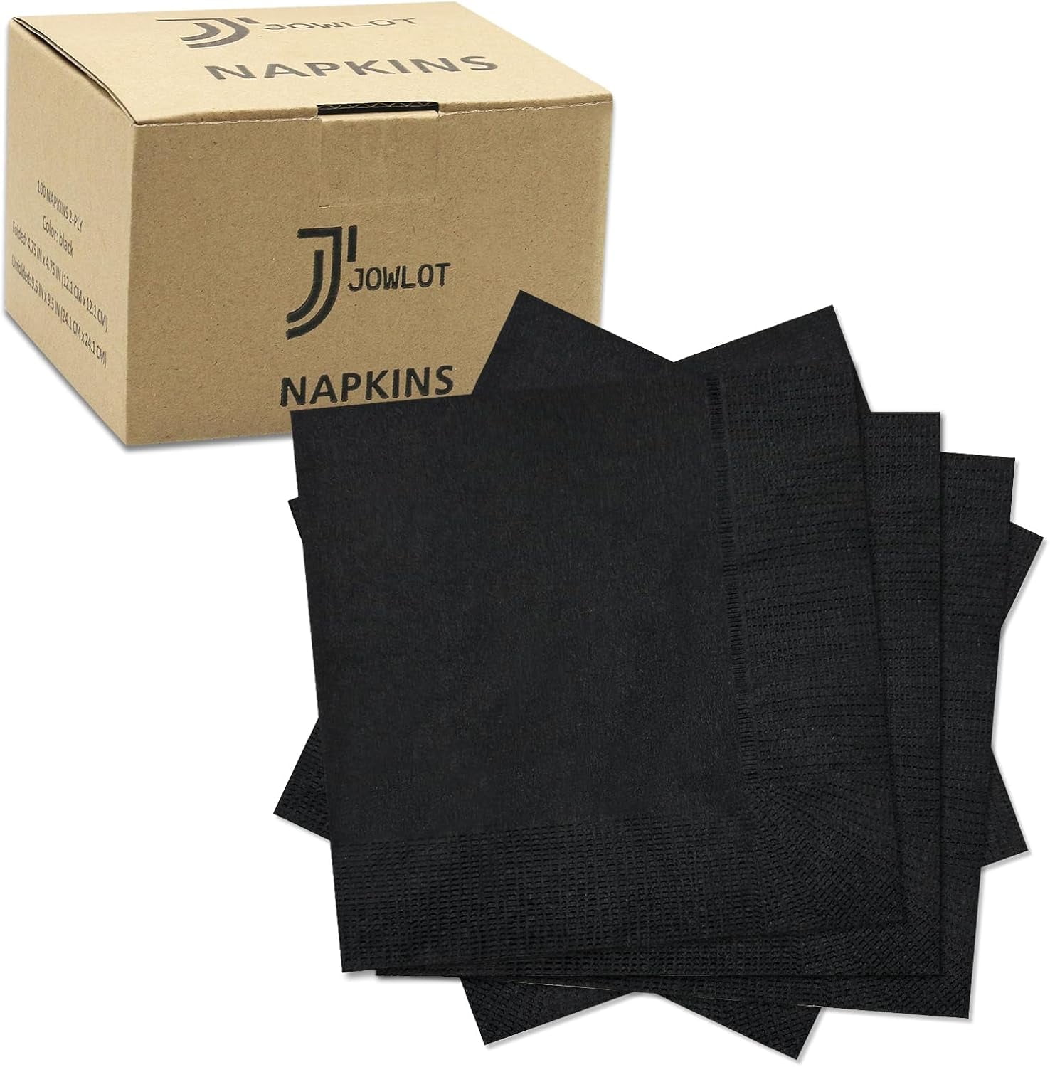 Cocktail Napkins - 100 Count 2-Ply Black Napkins Disposable, 4.75 x 4. ...