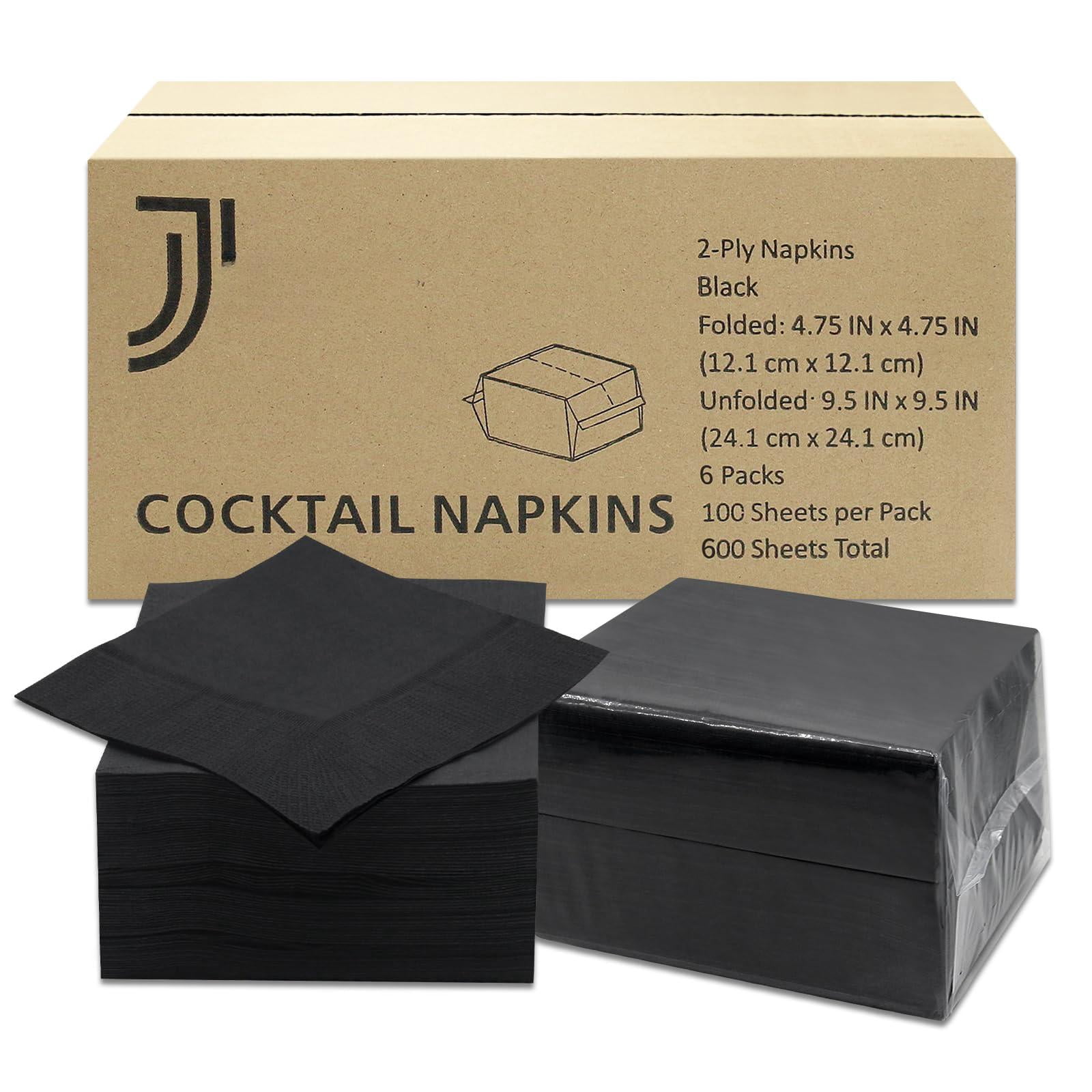 Cocktail Napkins - 600 Count 2-ply Black Disposable 4.75 X 4.75 Inch ...