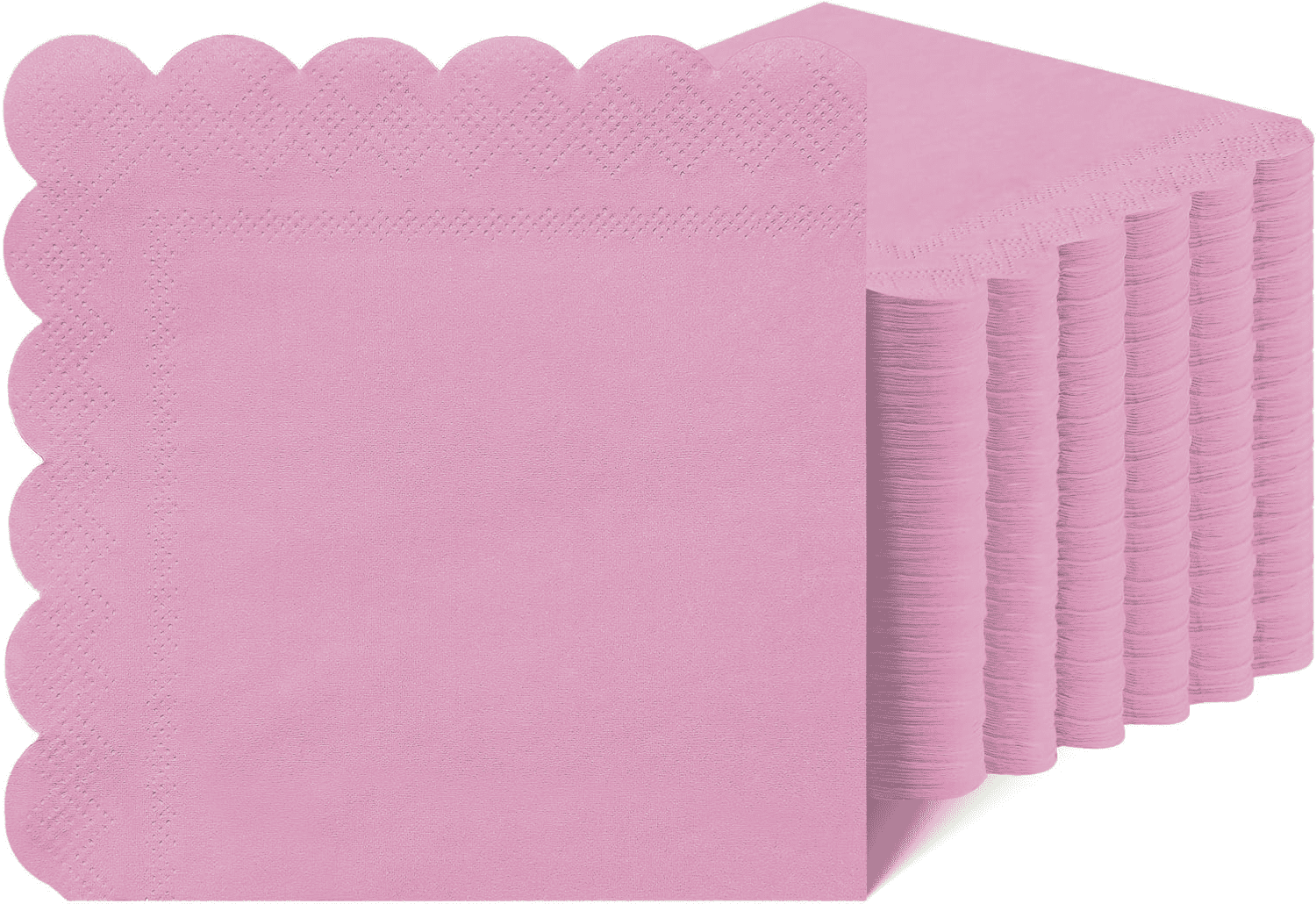 Cocktail Napkins Disposable, 100 Count Pink Scalloped Napkins, Dessert ...