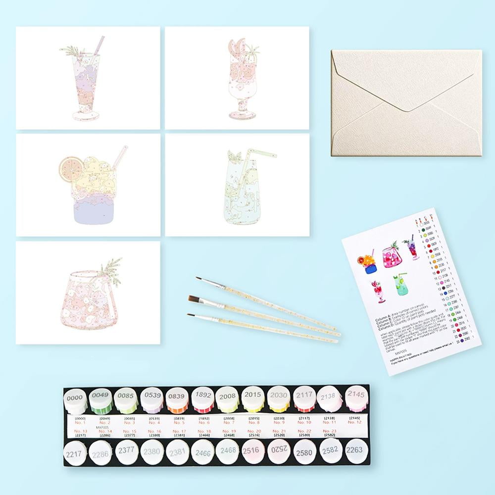 Cocktail Paint by Numbers Kit, DIY Paint by Numbers Cocktail Greeting ...