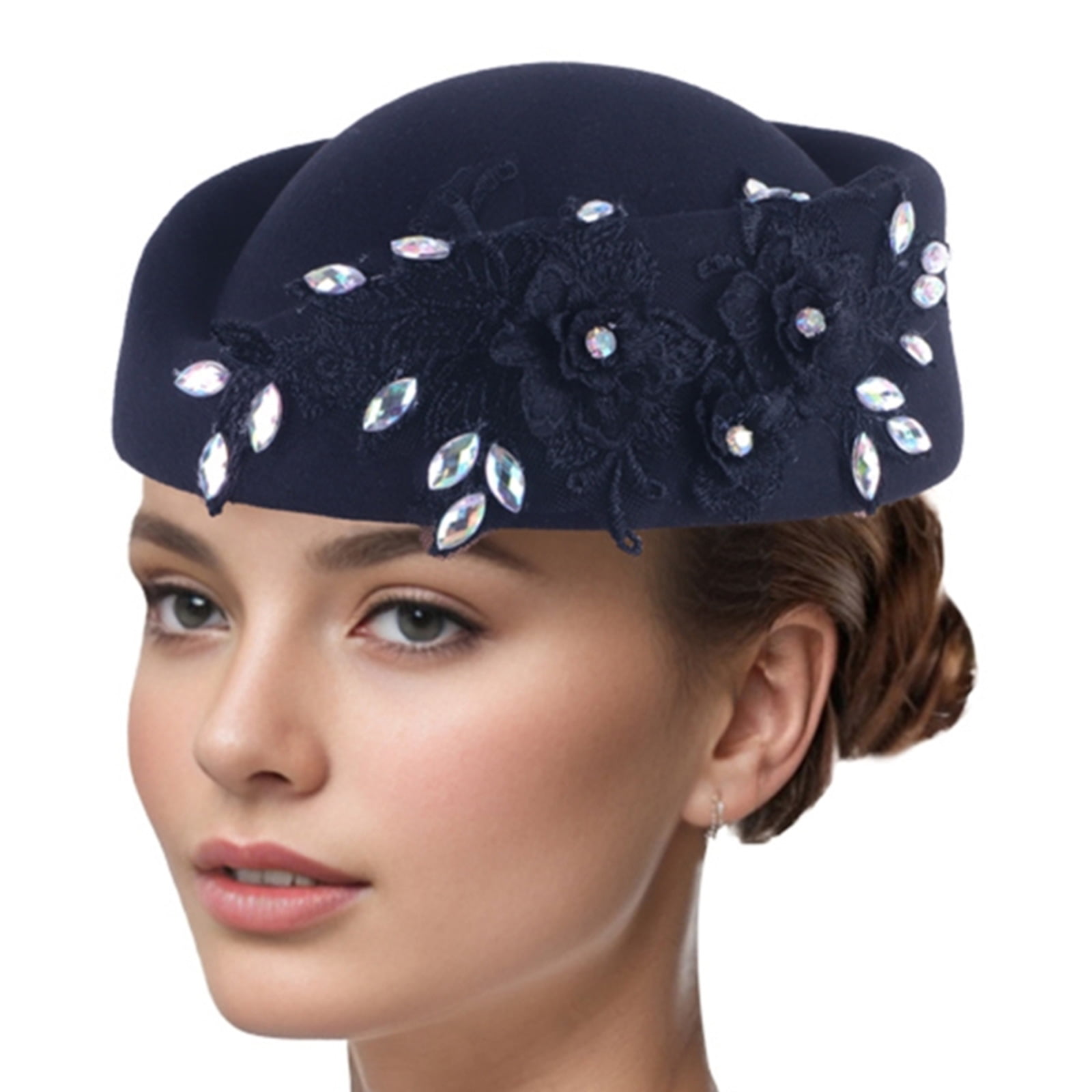 Cocktail Party Hat Embroidery Flower Fascinator Hat Church Caps 20s ...