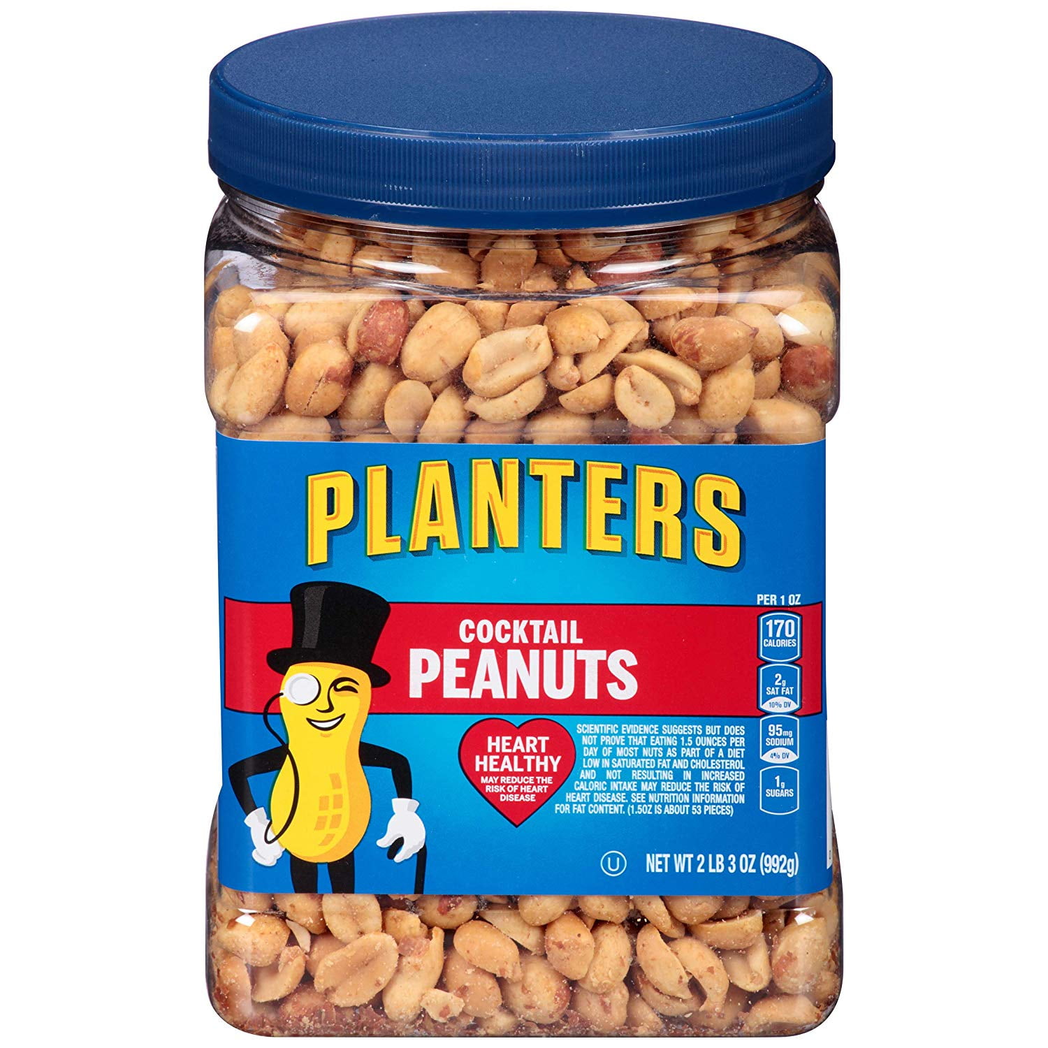 Planters Roasted Salted Cocktail Peanuts, 35 Oz. Party Resealable Jar ...