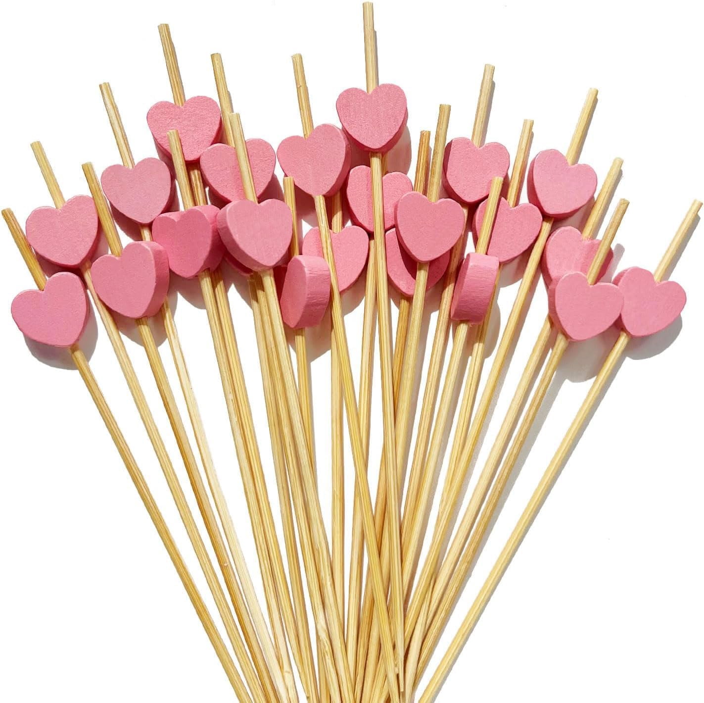 Cocktail Picks, 100 PCS Pink Heart Toothpicks for Appetizers,4.7 inch ...