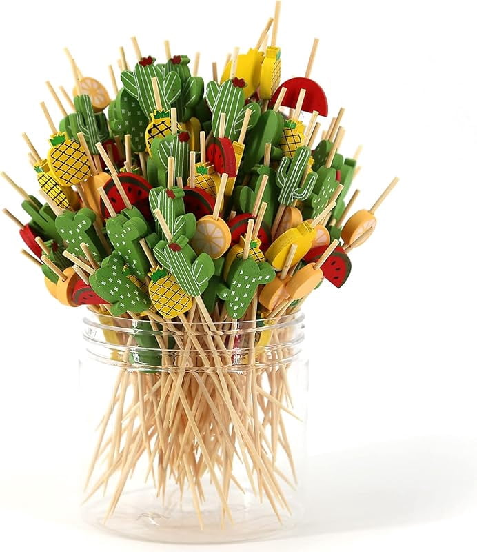 Cocktail Picks 200 Counts Handmade Sticks Wooden ﻿ Natural Bamboo ...
