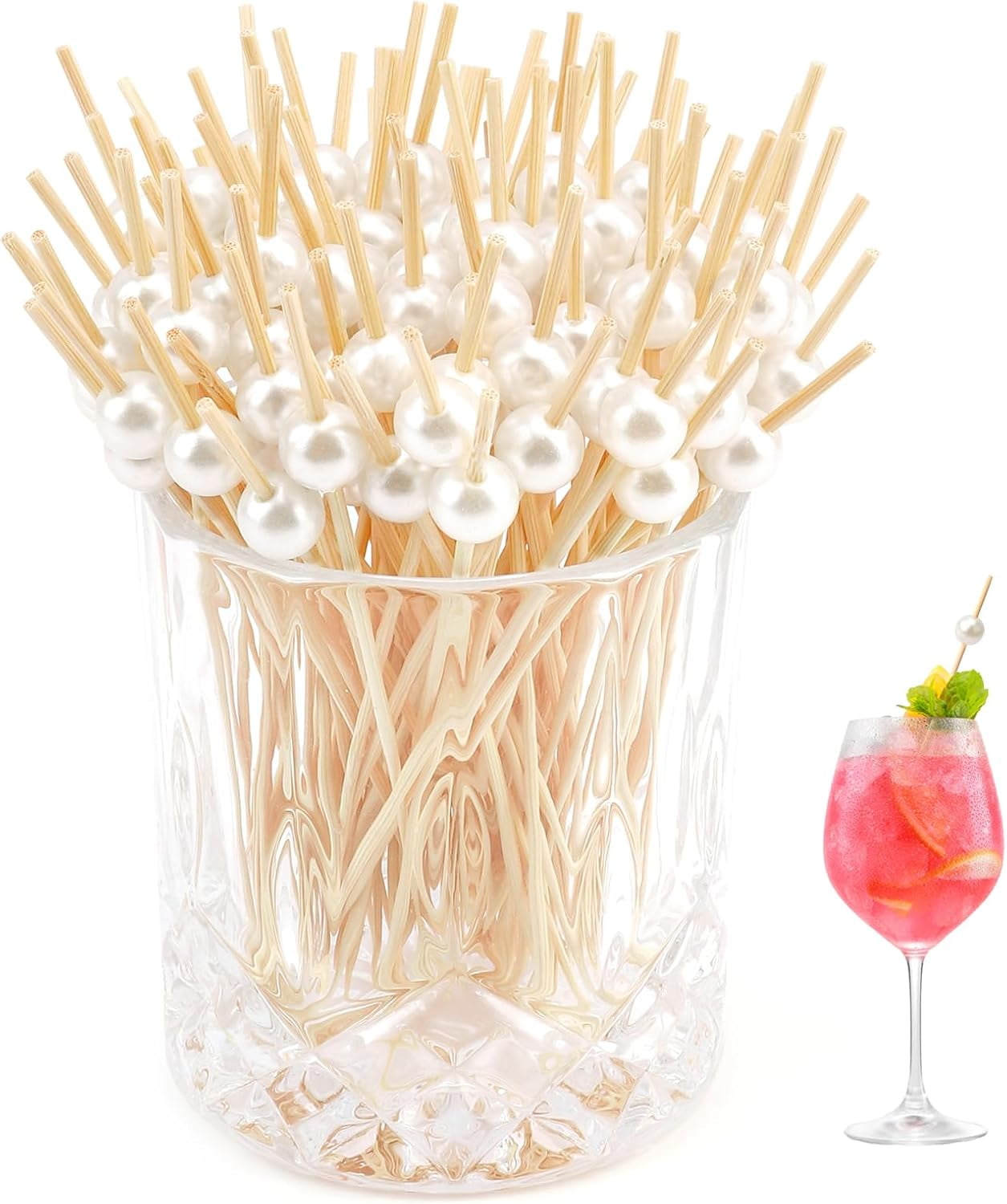 Cocktail Picks Flavored Toothpicks 100PCS White Pearl Fancy Toothpicks ...