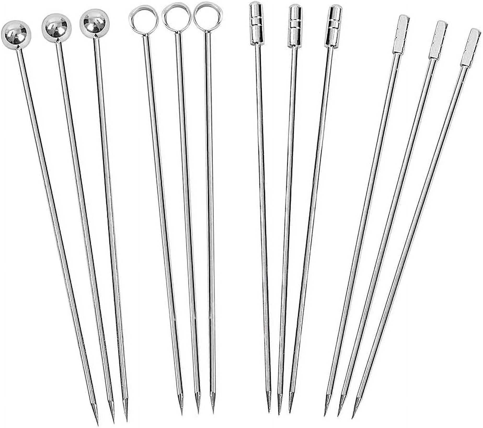 Cocktail Picks Reusable Stainless Steel Martini Picks Set Fruit Stick ...