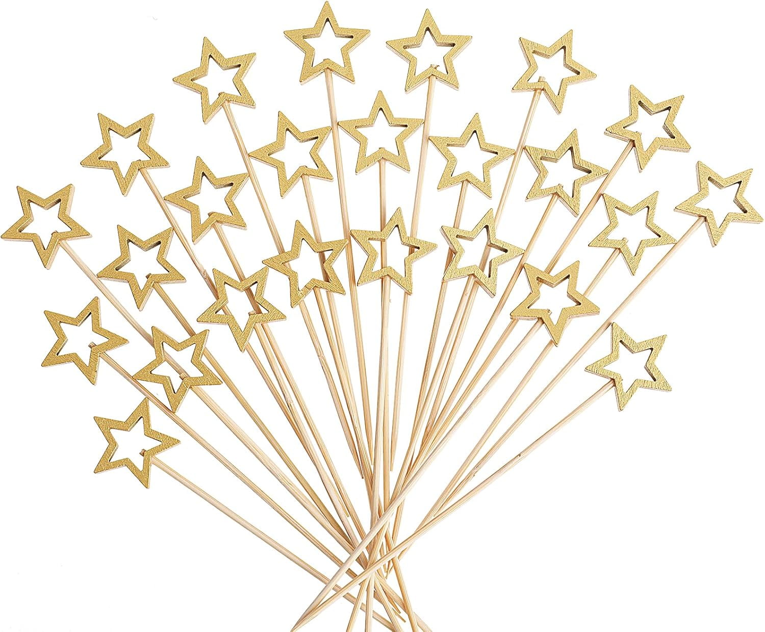 Cocktail Picks Star Bamboo Toothpicks 50pcs for Appetizers Fruits Drink Party Decorations（5.5in ...