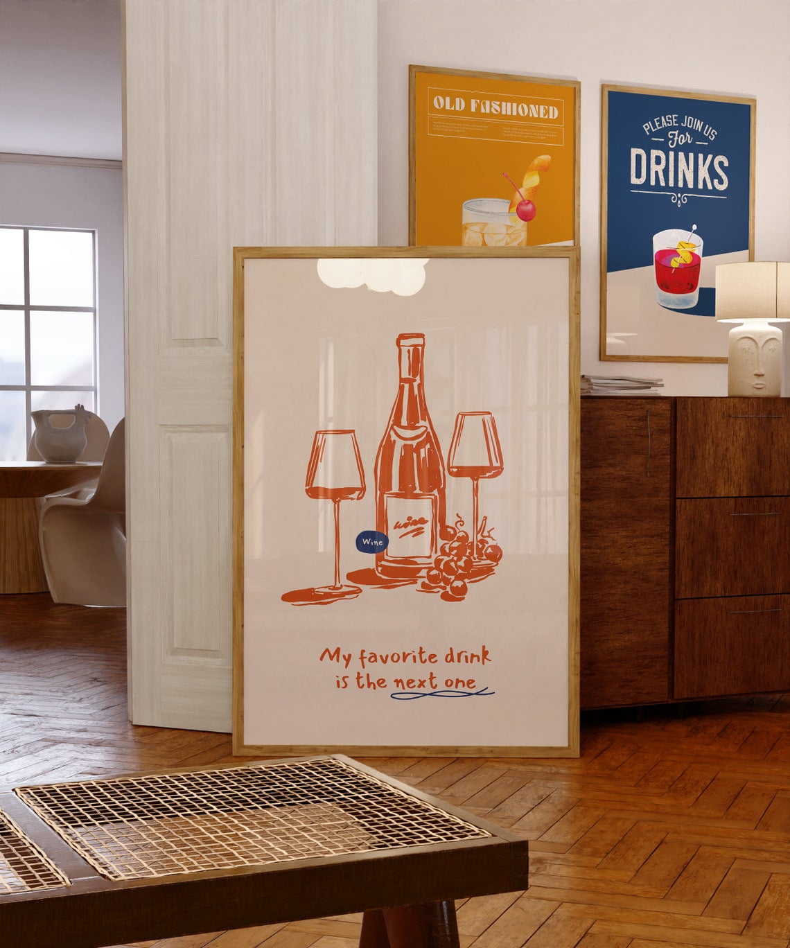 Cocktail Print Bar Wall Art Classic Retro Print Bar Accessories Bar ...