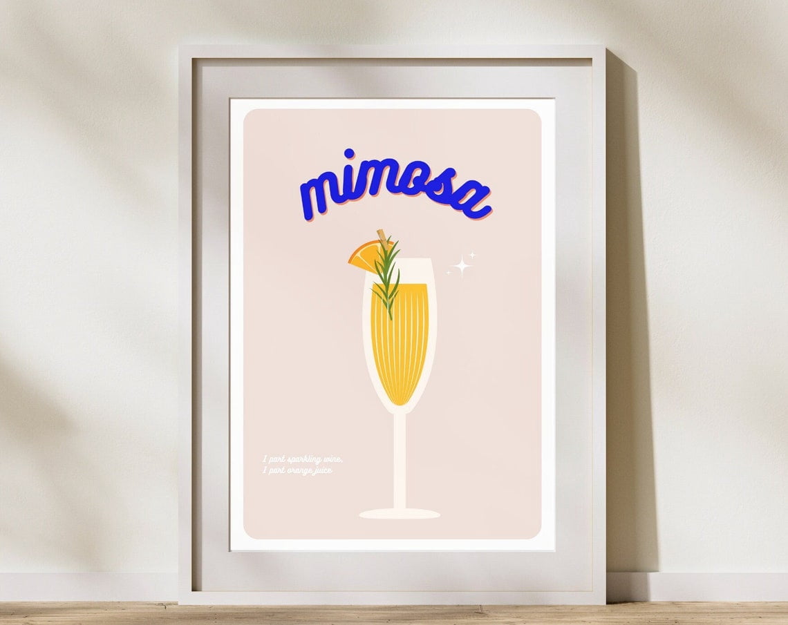 Cocktail Print, Colorful Bar Cart Decor, Mid-Century Modern Cocktail ...