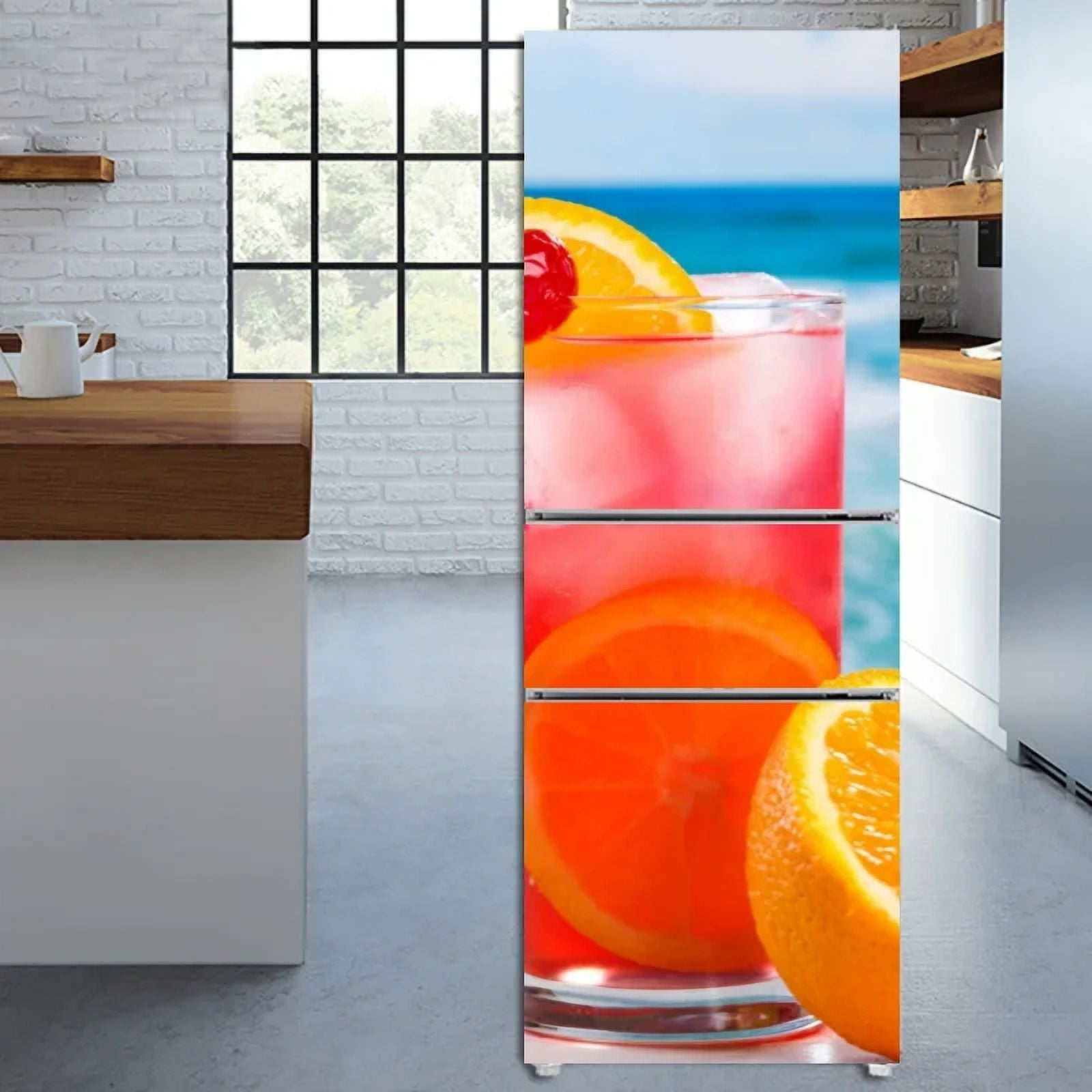 Cocktail Print Kitchen Fridge Decorative Stickers PVC Waterproof Duplex ...