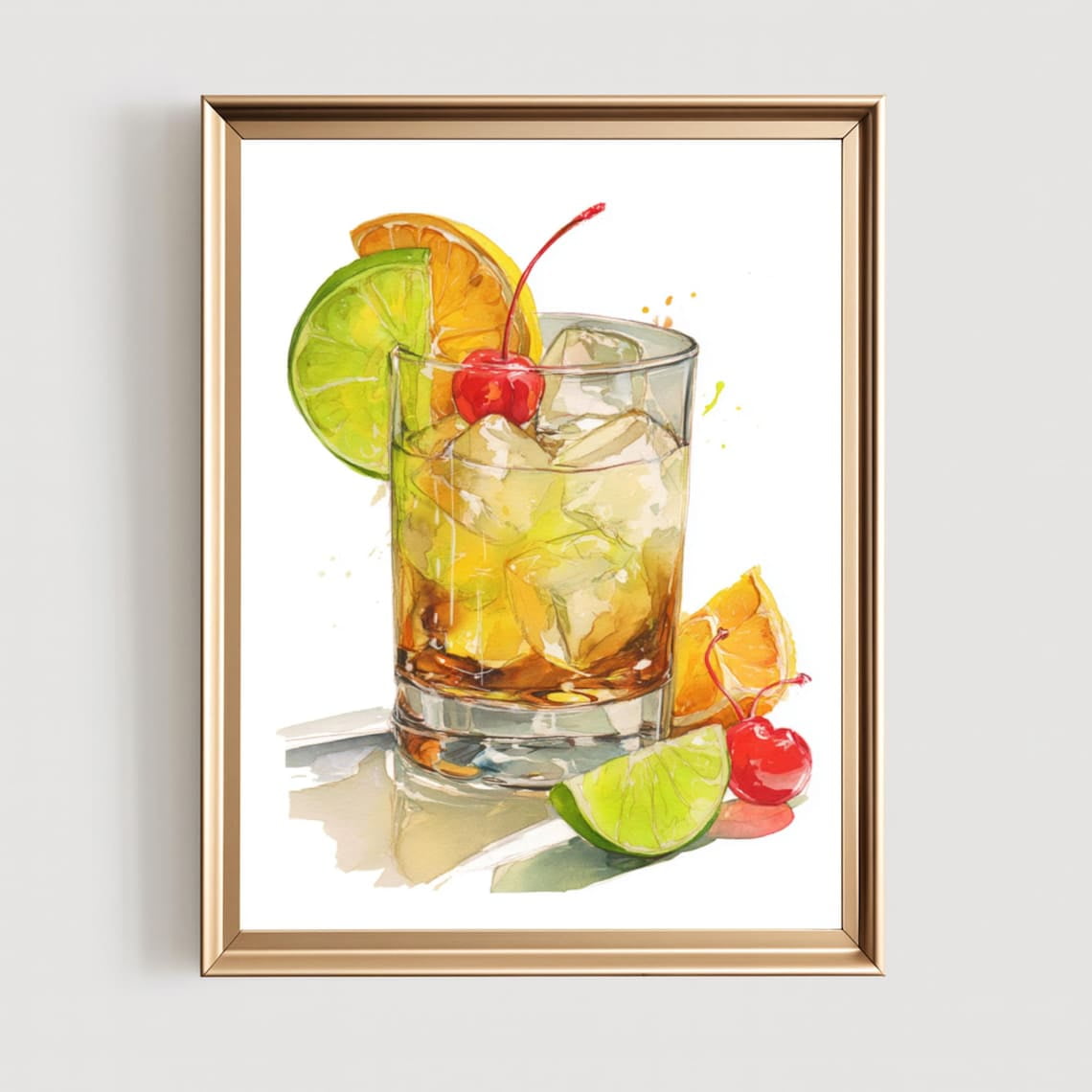 Cocktail Print Lime, Cherry, Colorful Bar Art Poster Decor, Unframed ...