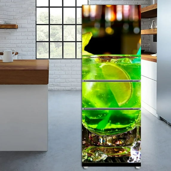 Cocktail Print Refrigerator Door Sticker Beachside Drinks Fridge ...