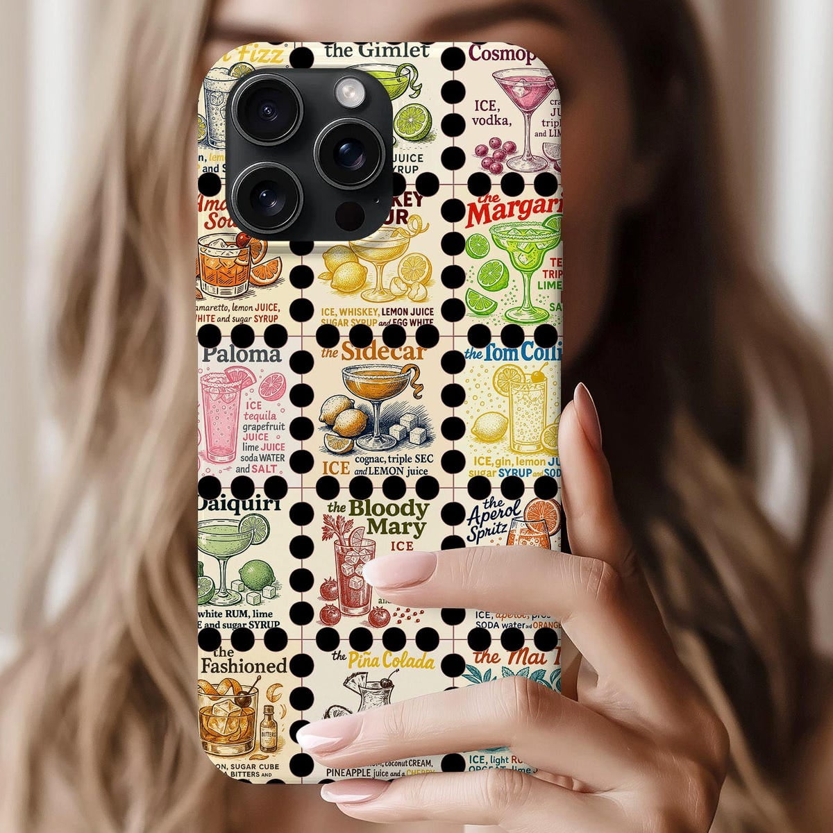 Cocktail Recipe Retro Vintage Bar Drinks Phone Case iPhone 17 11 12 13 ...