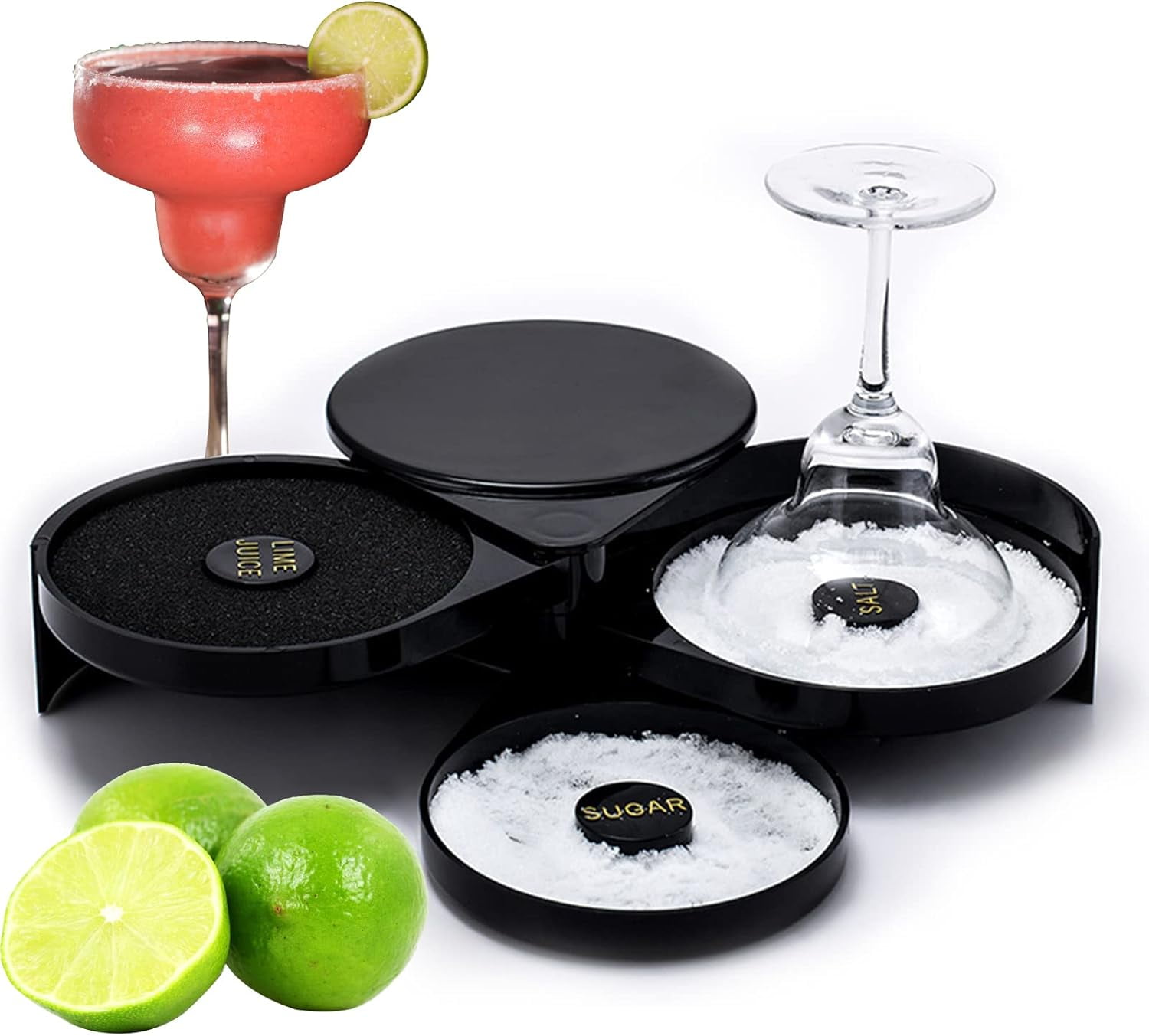 Cocktail Rimmers for Drinks, Salt Rimmer, 3 Tier Bar Glass Rimmer ...