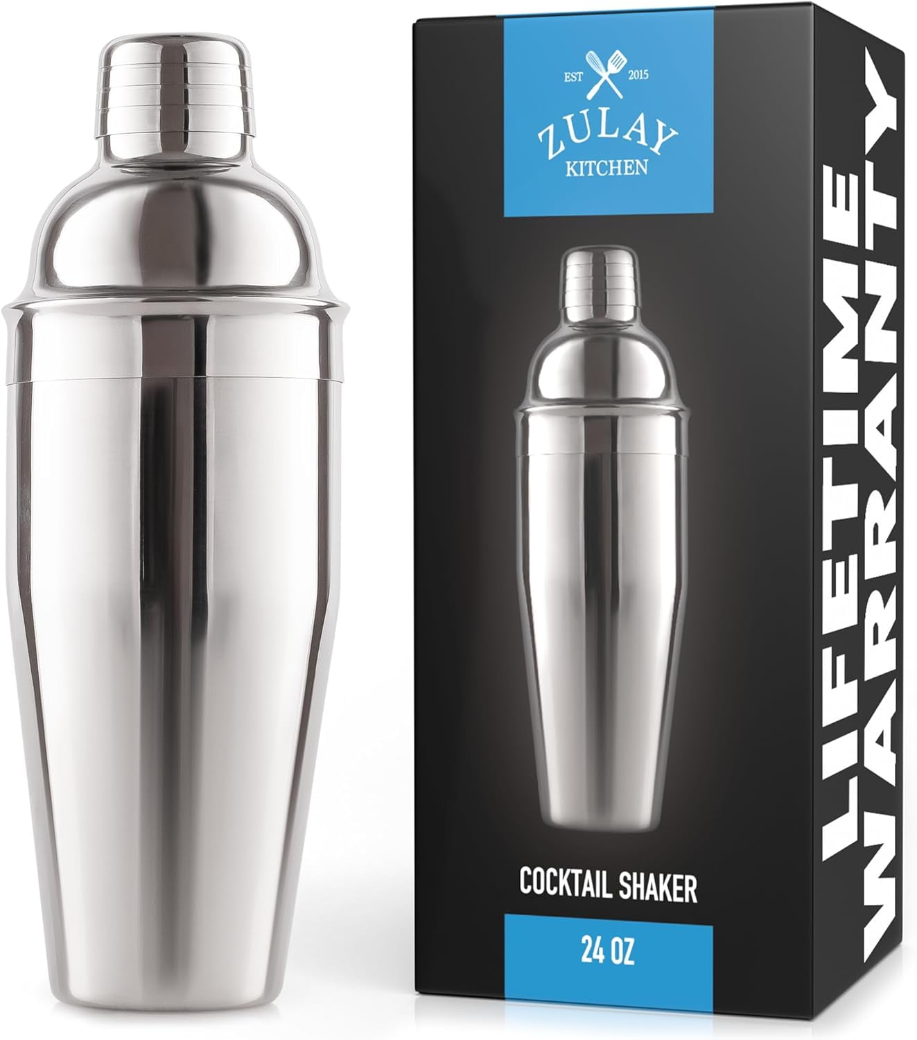 Cocktail Shaker (24oz) 18/8 Stainless Steel Martini Shaker With Built ...