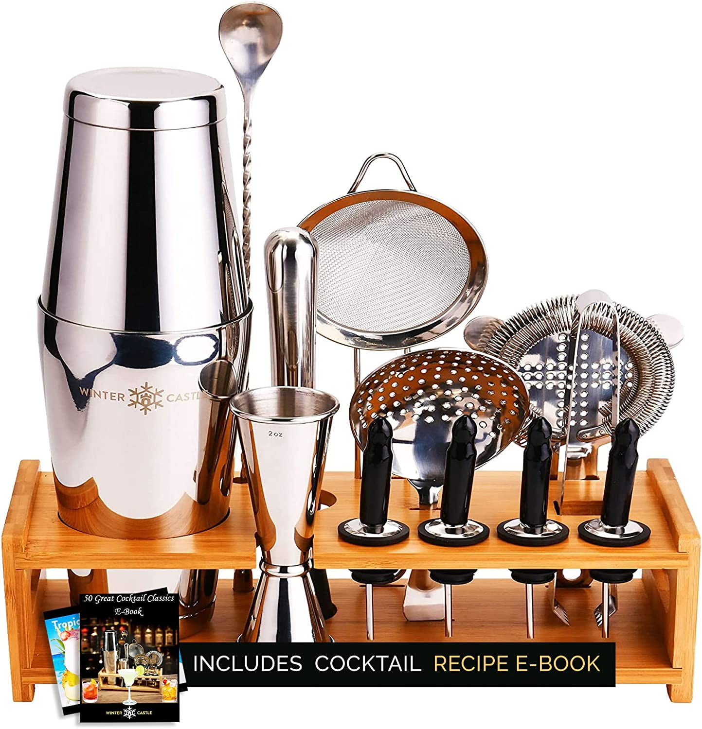 Cocktail Shaker Set 18 Piece, Mixology Equipment, All-in-One Cocktail Set, Drink Shaker ...