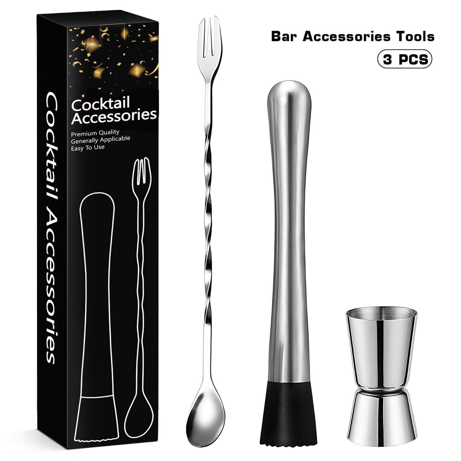 Cocktail Shaker Set,3-piece bar tool set,for Bartender,Drink,Party Bar ...