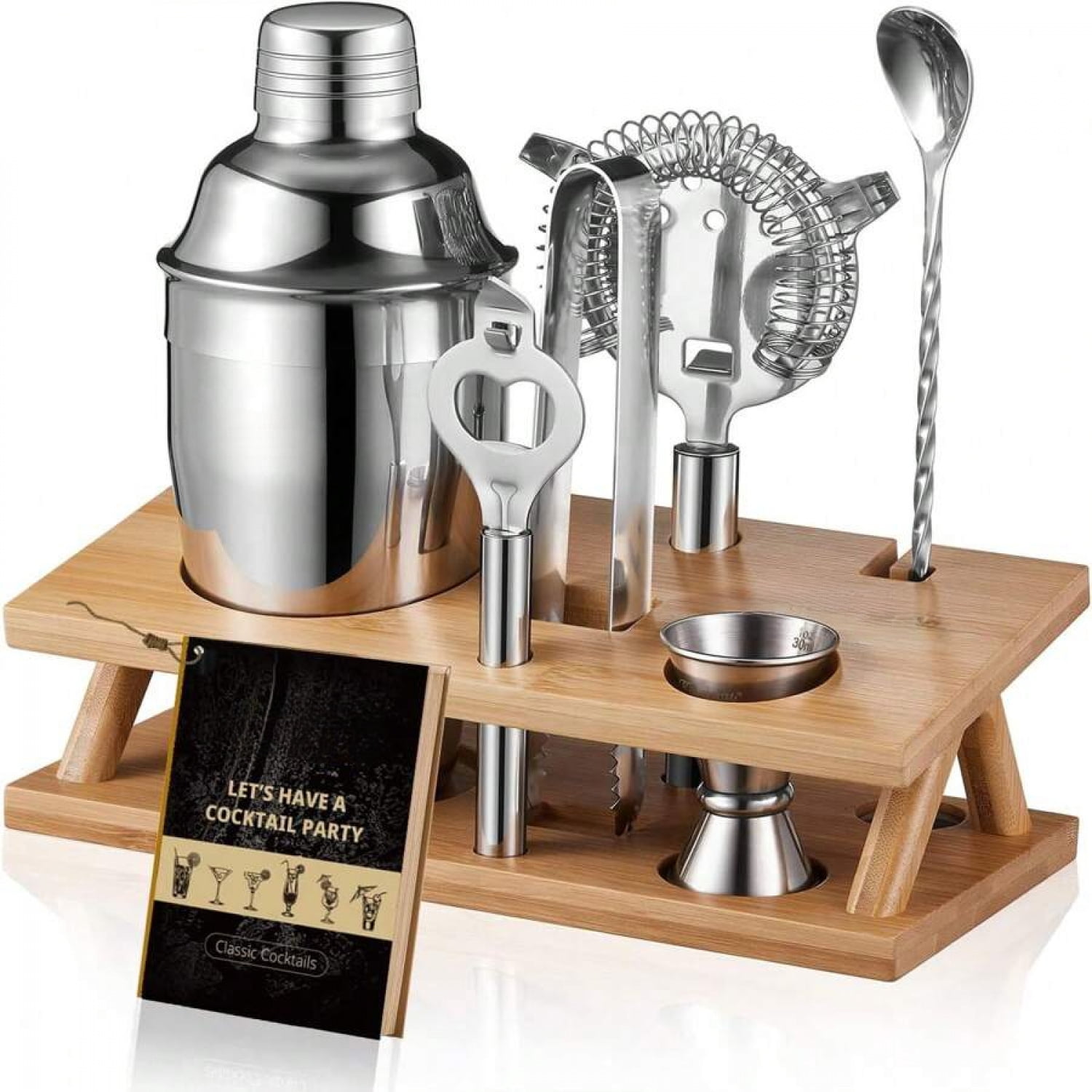 Cocktail Shaker Set Bartender Kit, 6-Piece Bar Set With Stand, Bar Kit ...