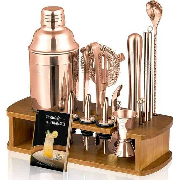 Cocktail Shaker Set Bartender Kit with Stand | Bar Set Drink Mixer Set ...