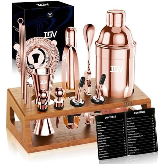 Cocktail Shaker Set Bartender Kit with Stand | Bar Set Drink Mixer Set ...
