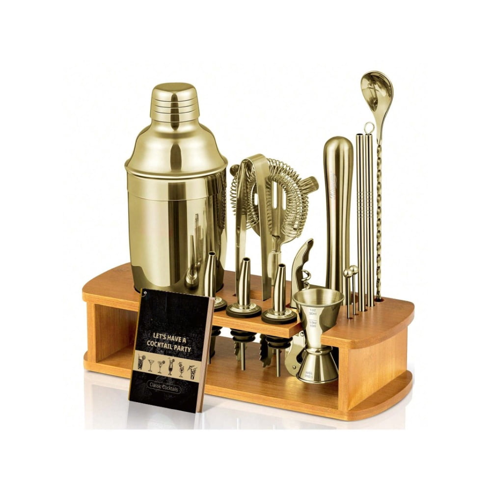 Cocktail Shaker Set Bartender Kit With Stand - Drink Mixer Bar Set With ...