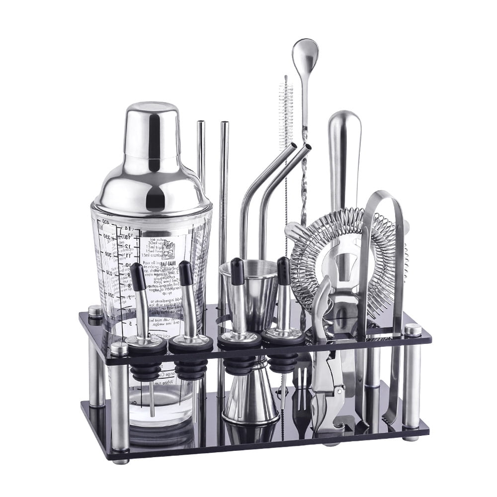 Cocktail Shaker Set Bartender Kit with Stand | Bar Set Drink Mixer Set ...