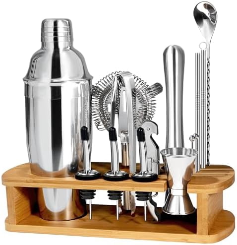 Cocktail Shaker Set Mixology Bartender Kit with Stand, 17 Piece Bar ...