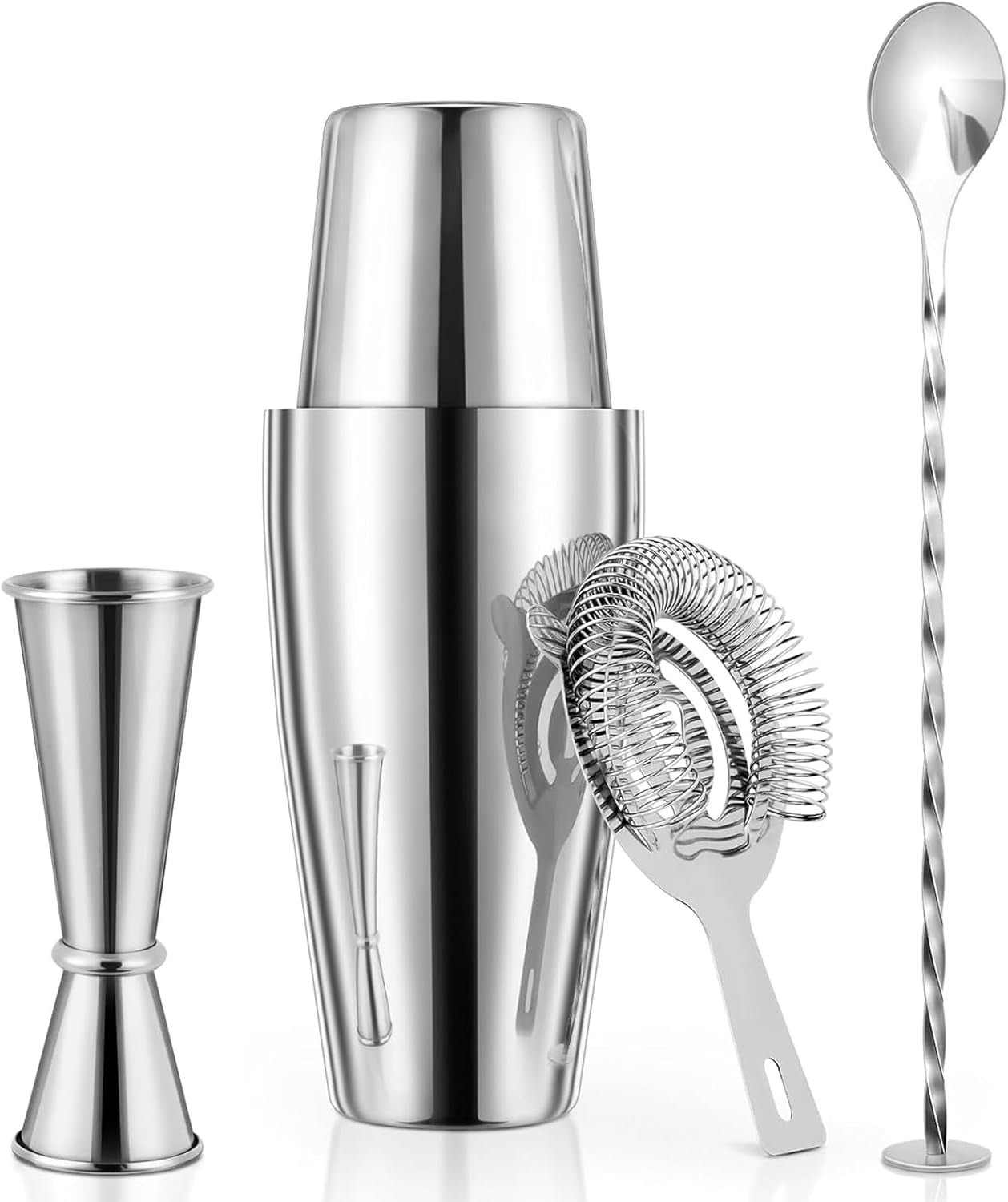 Cocktail Shaker Set, Professional 4-Piece Bartender Kit with Boston ...