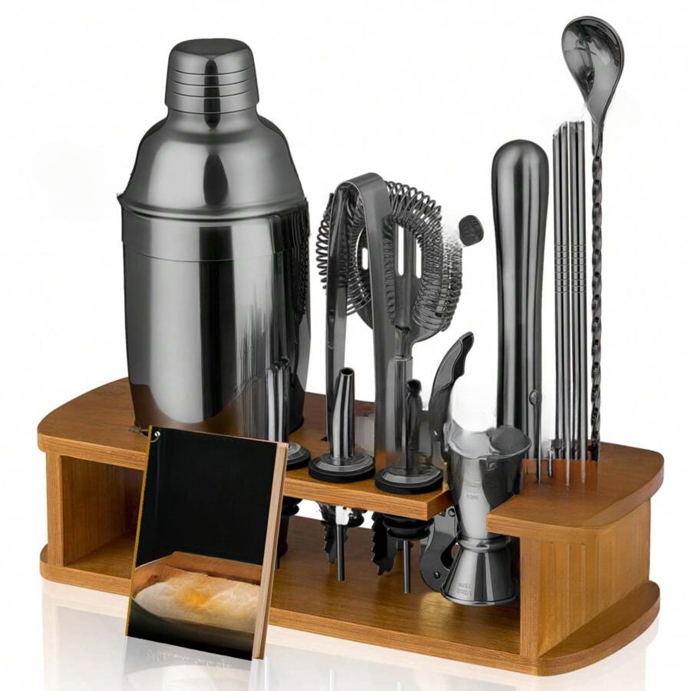 Cocktail Shaker Set with Stand - Bartender Kit, Drink Mixer Bar Set ...