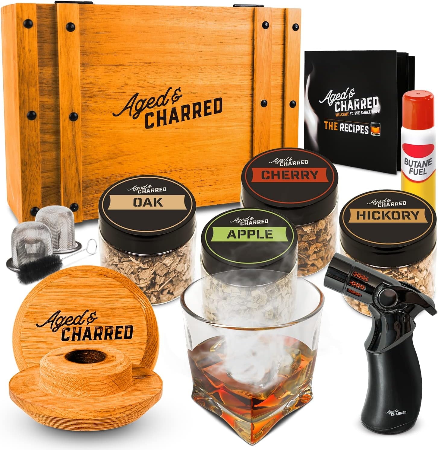 Cocktail Smoker Kit with Torch & Wood Chips - Premium Set, USA Oak ...