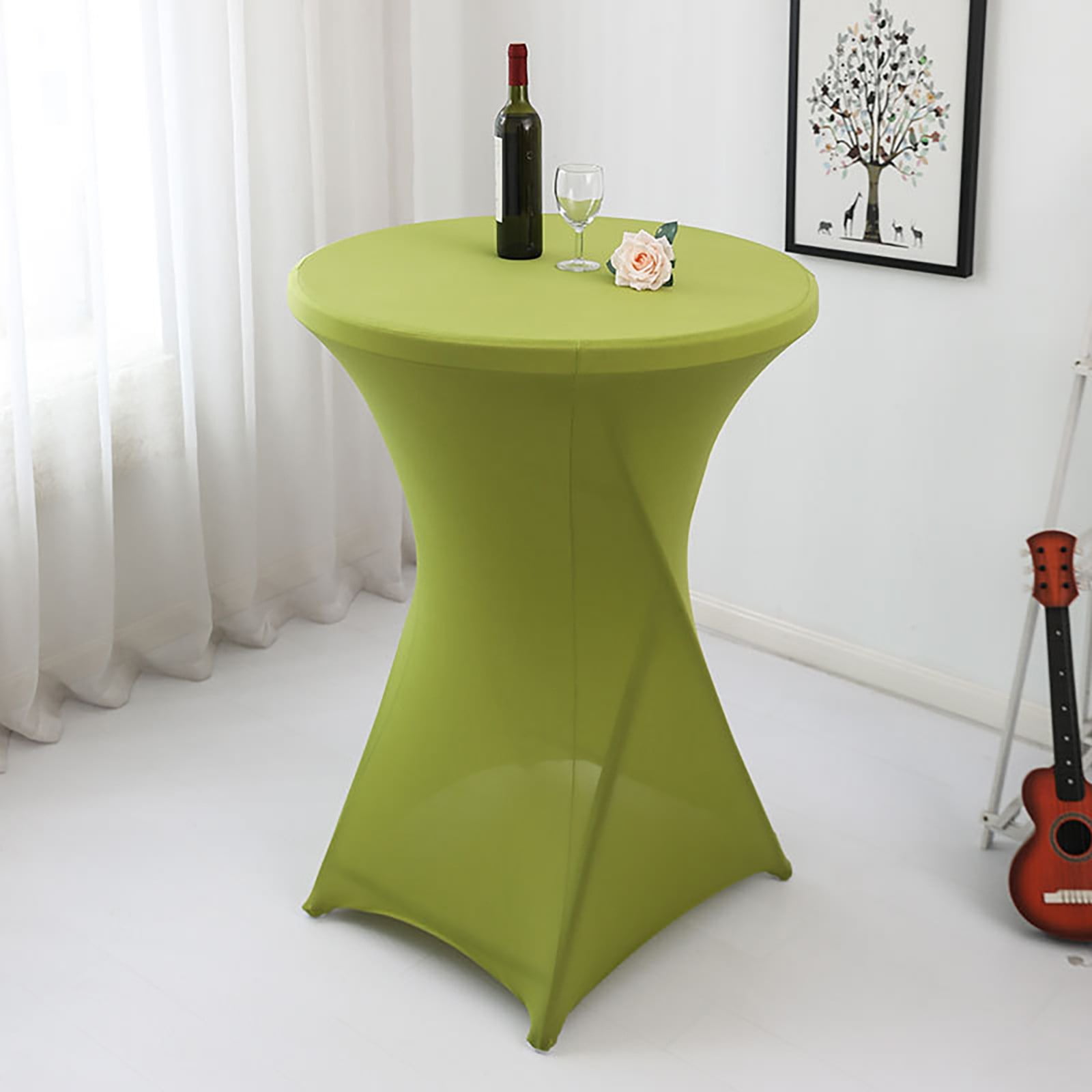 Cocktail Solid-Color Polyester Round Banquet Elastic Table Cover (60× ...