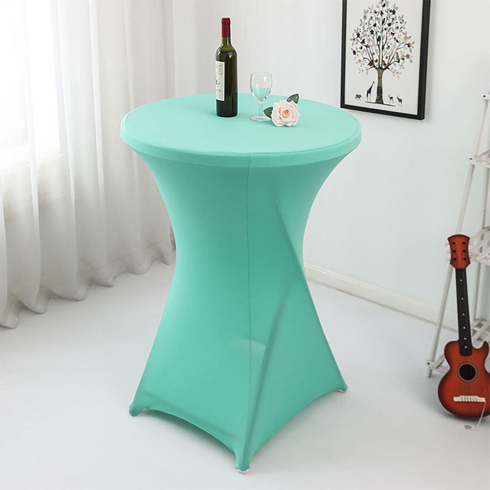 Cocktail Solid-Color Polyester Round Banquet Stretch Table Cover (60× ...