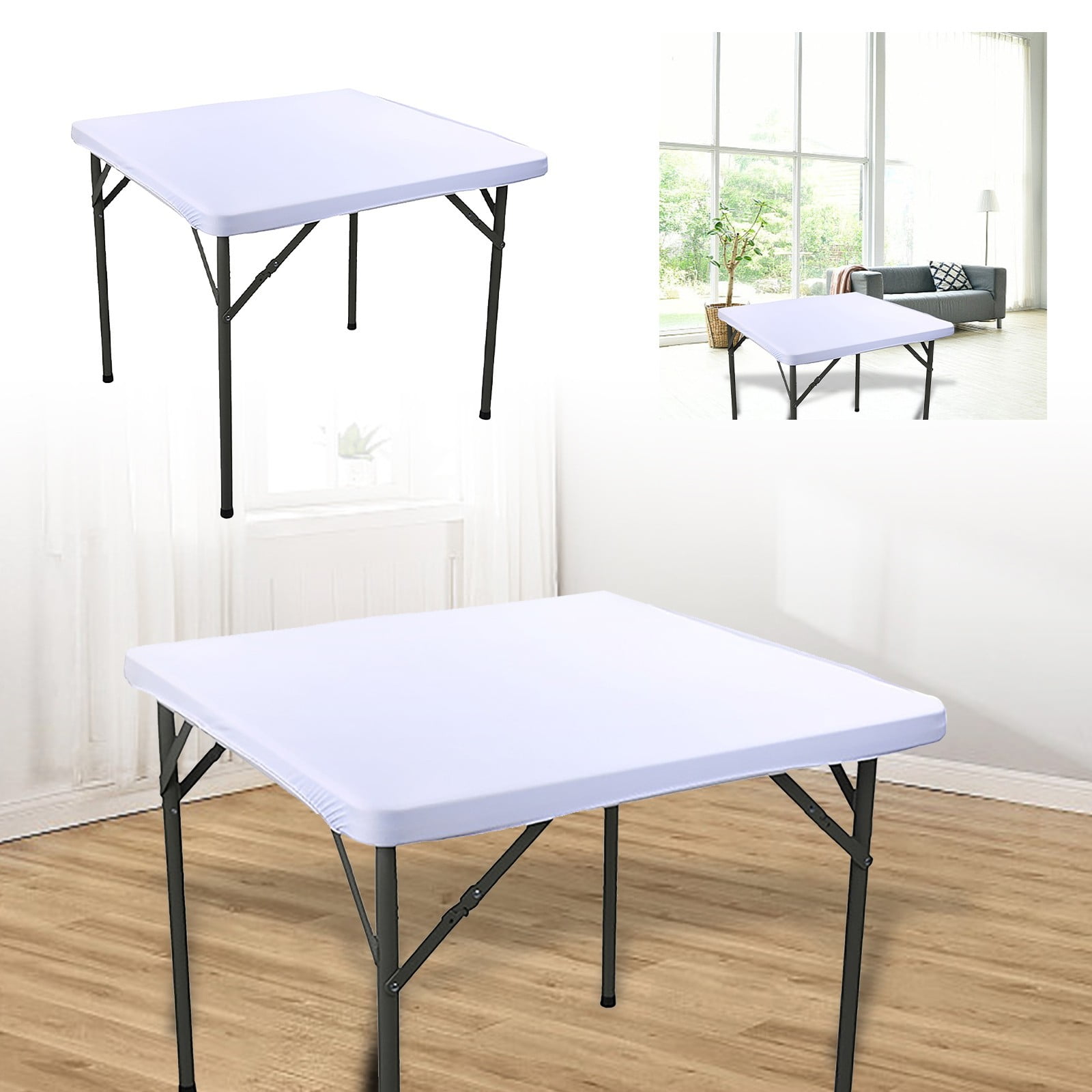 Cocktail Square Table Cover Stretchable Fitted Tablecloth Windproof ...