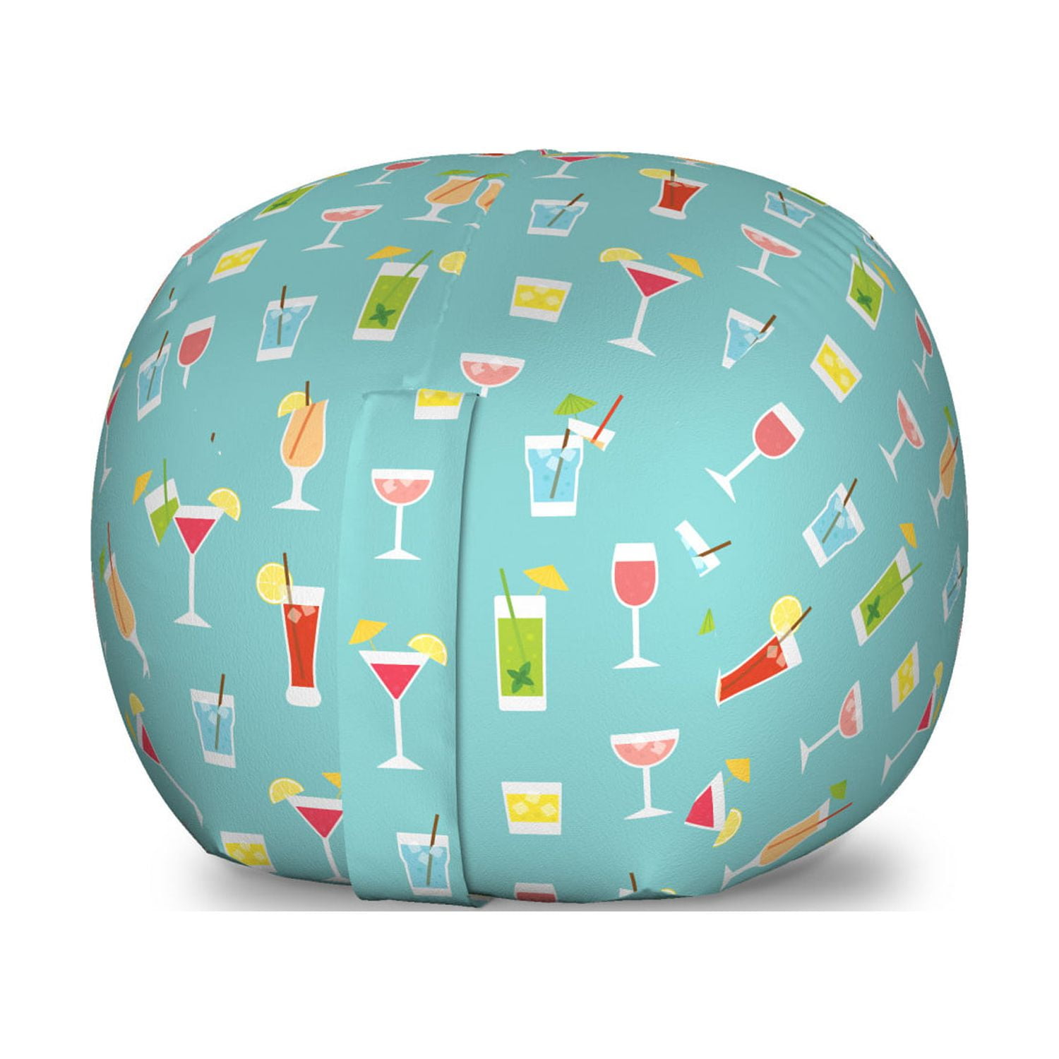 Cocktail Storage Toy Bag Chair, Doodle Style Various Beverages in ...