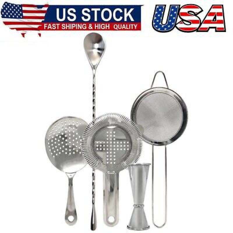 Cocktail Strainer Set Stainless Steel Bar Tools with Stirring Spoon ...