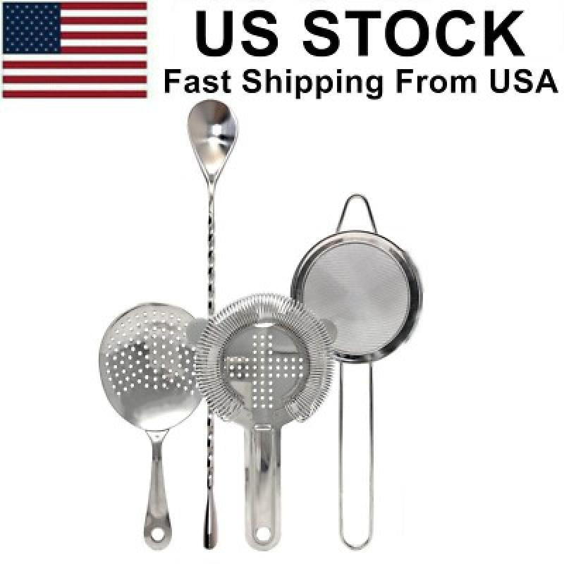 Cocktail Strainer Set Stainless Steel Bar Tools with Stirring Spoon ...