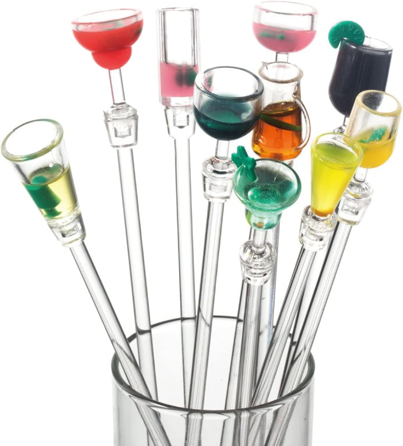 Cocktail Swizzle Sticks, 10 Pack 9" Acrylic Colorful Drink Stirrer ...