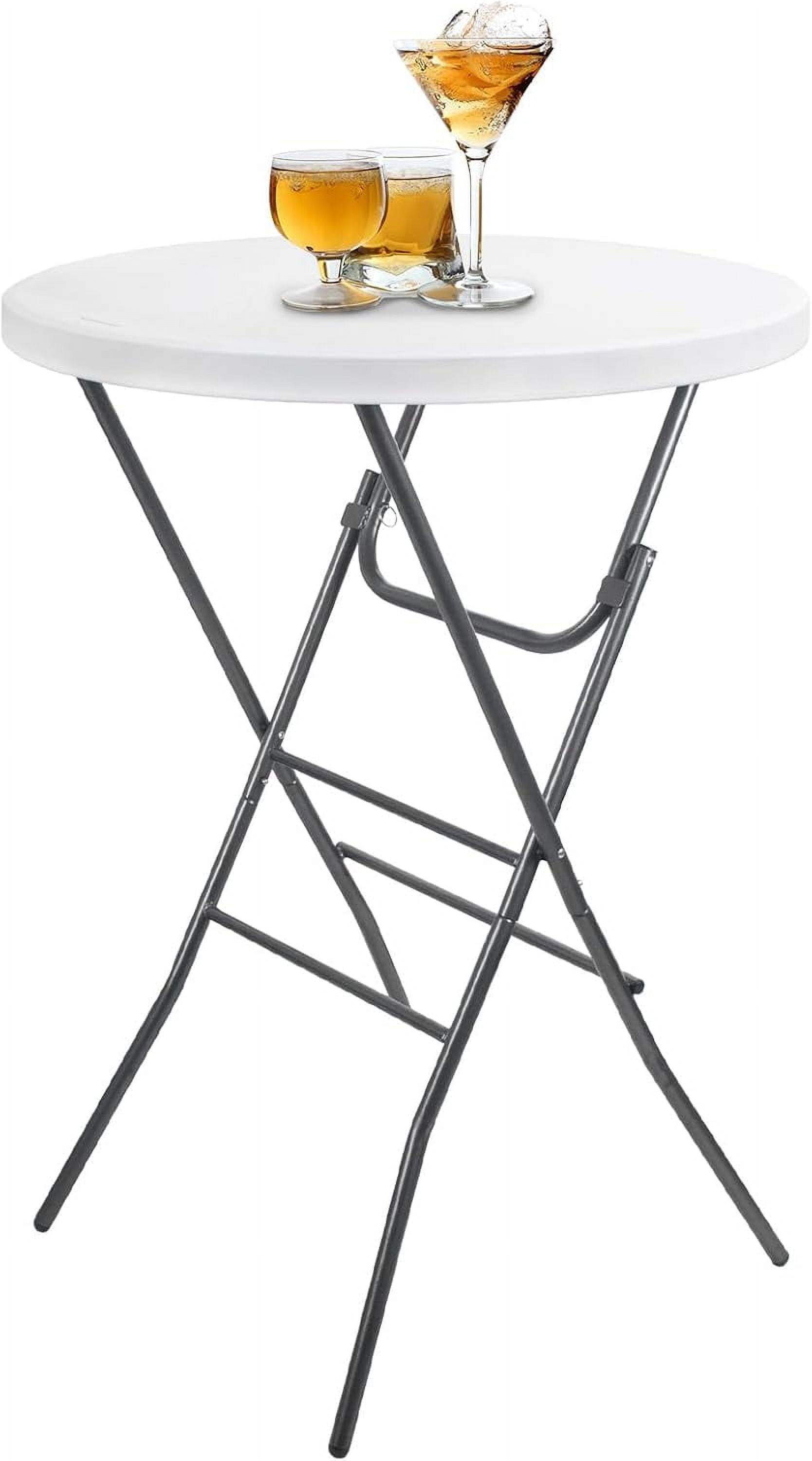 Cocktail Table 28in Portable Folding Bar Height Table, Compact Round ...