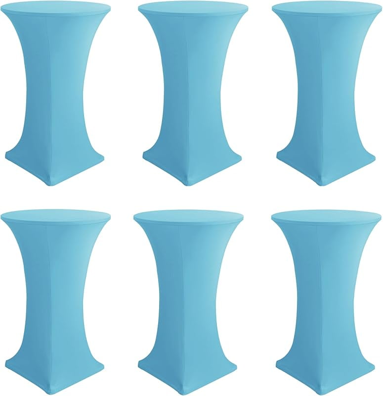 Cocktail Table Covers-Spandex Round High Top Table Cloths 6 Pack 32x43 ...