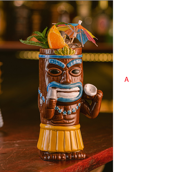 Large Exotic Tropical Hawaiian Luau Party Maori Faux Wooden Tiki Coffee ...