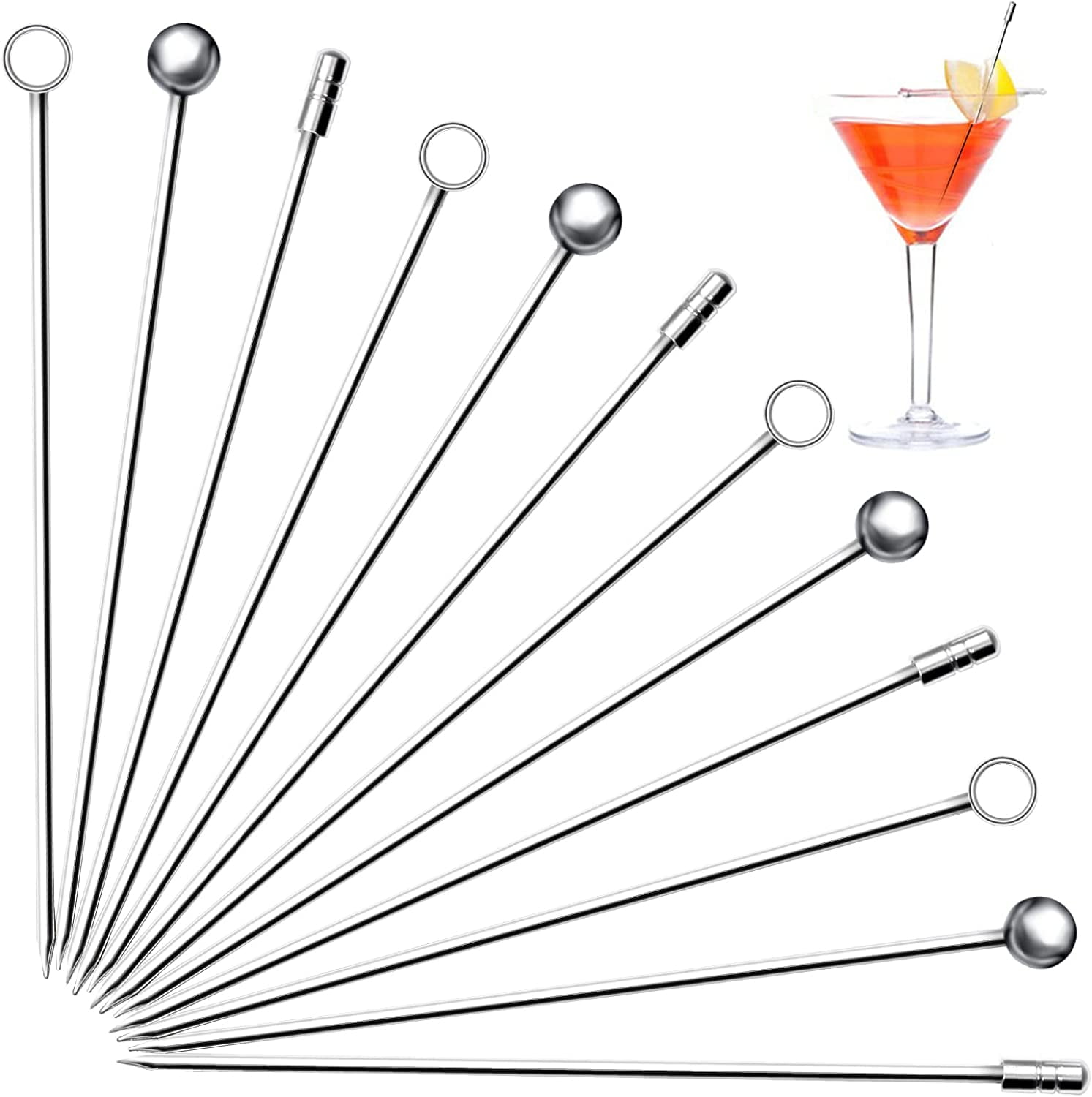Cocktail Toothpicks for Drinks, Stainless Steel Cocktail Toothpicks ...