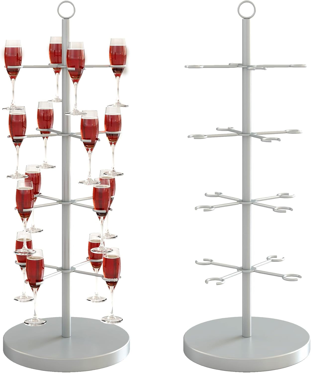 Cocktail Tree Stand, 2Pcs Cocktail Stand, Champagne Tower with 16 Hooks ...