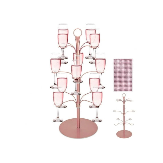 Cocktail Tree Stand For Drinks Champagne Tower Wine Glasses Holder, 3 Tier 12 Holders, Bar Home ...