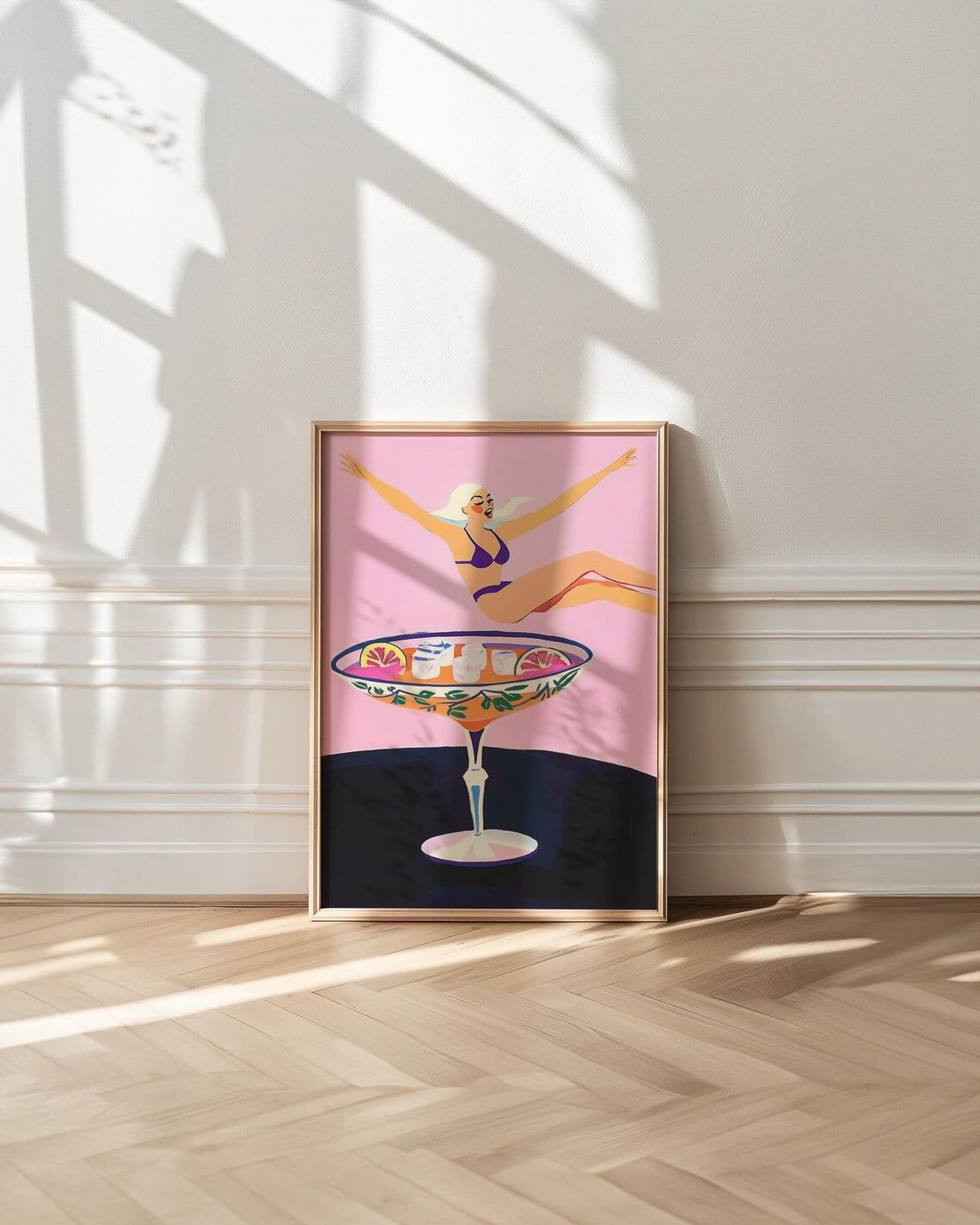 Cocktail Trendy Bar Cart Pink Poster Unframed Paper Print - Walmart.com